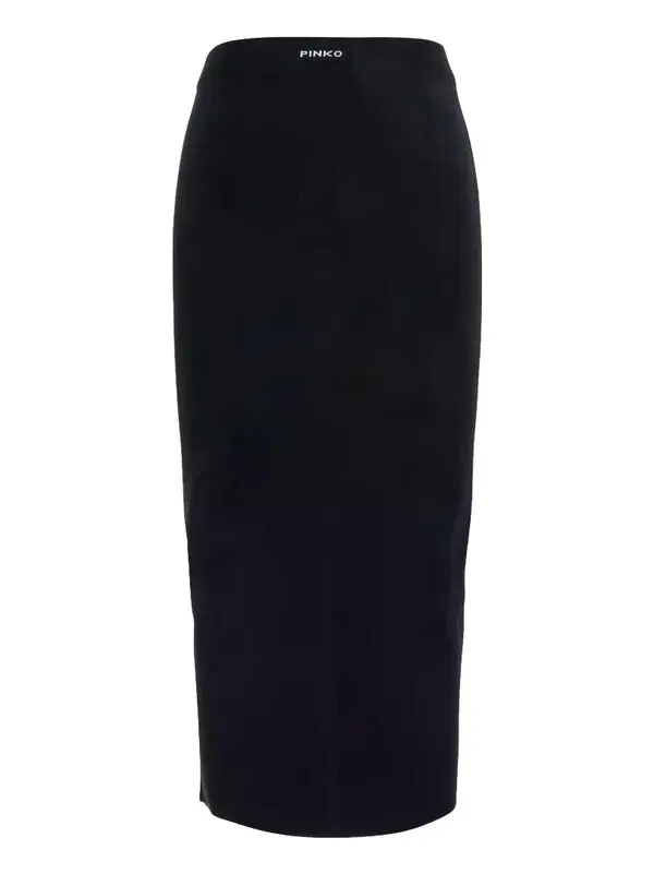 Pinko Ribbed Knit Midi Skirt - Black