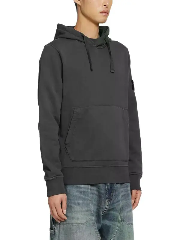 Stone Island Organic Cotton Fleece Hooded Sweatshirt - Grey