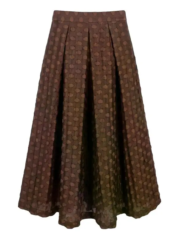 LUNATICA MILANO Pleated Polka-dot Midi Skirt - Brown