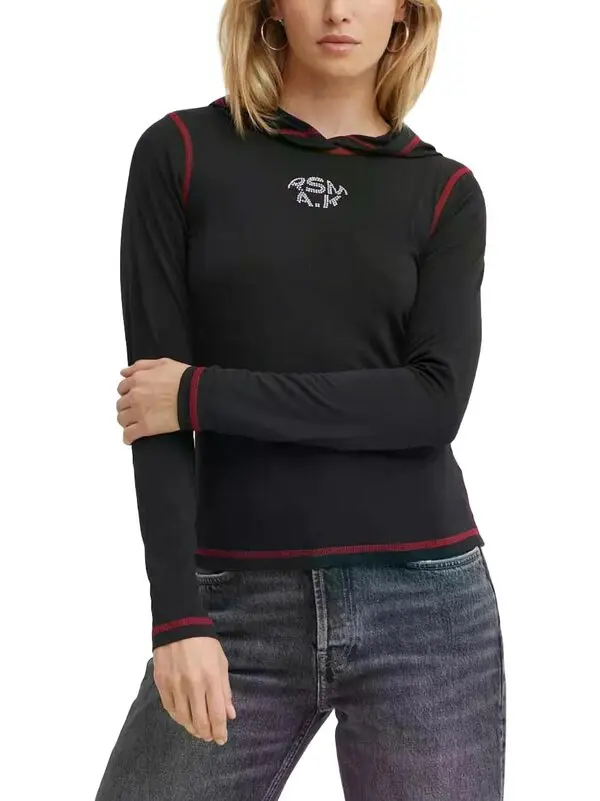RÉSUMÉ Contrast-stitch Rhinestone Hoodie - Black