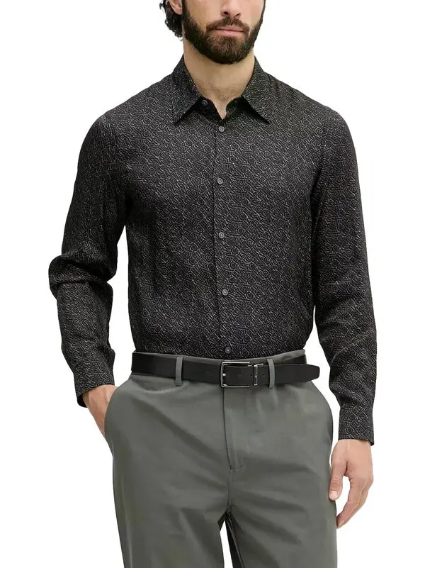 Armani Exchange Logo-print Long-sleeved Shirt - Black