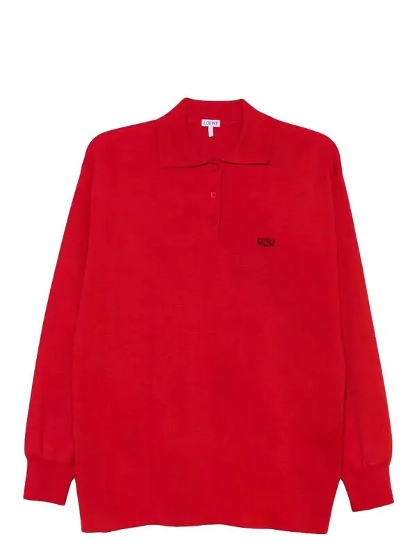 Loewe Anagram Embroidered Polo Sweater - Red
