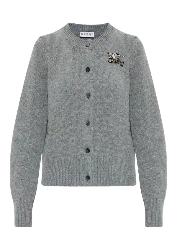 Burberry Crystal Embellished Cardigan - Grey