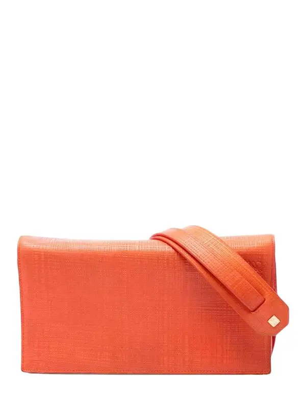 Loewe Linen Embossed Calfskin Vega Crossbody Bag - Orange