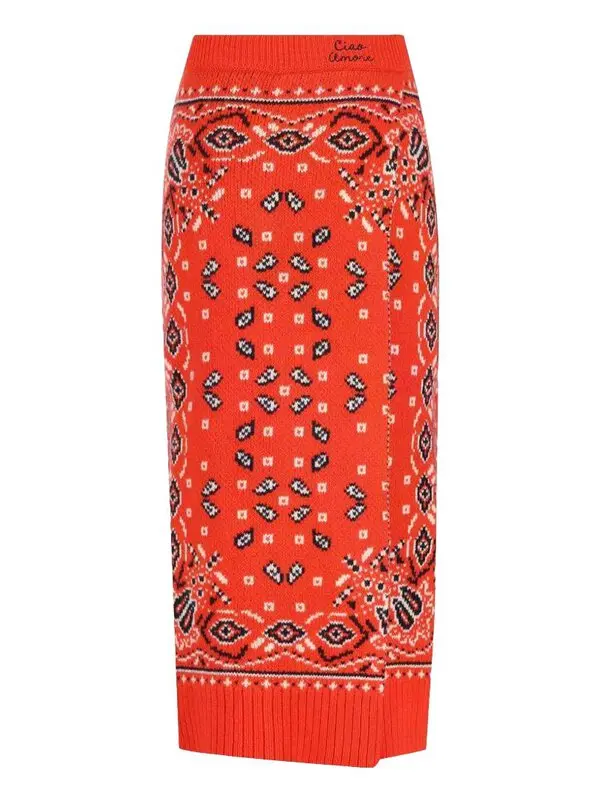 Giada Benincasa Bandana-print Knitted Midi Skirt - Red
