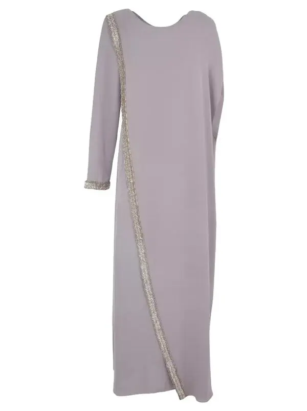 LOODYANA Embellished Cape Overlay Maxi Dress - Grey