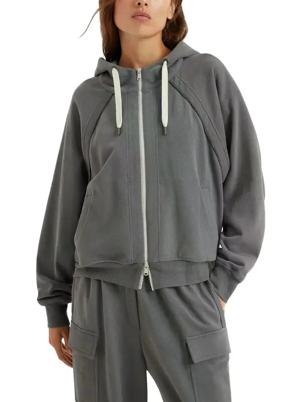 Brunello Cucinelli Monili Cotton Zip-up Hoodie - Grey