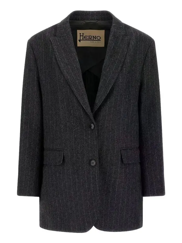 Herno Pinstripe Peak-lapel Blazer - Grey
