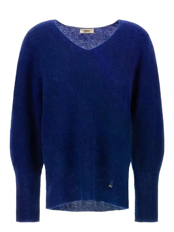 Herno Stocking-stitch V-neck Sweater - Blue
