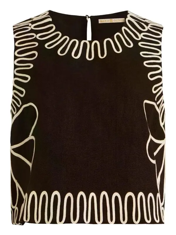 MARIE OLIVER Davis Embroidered Sleeveless Top - Black
