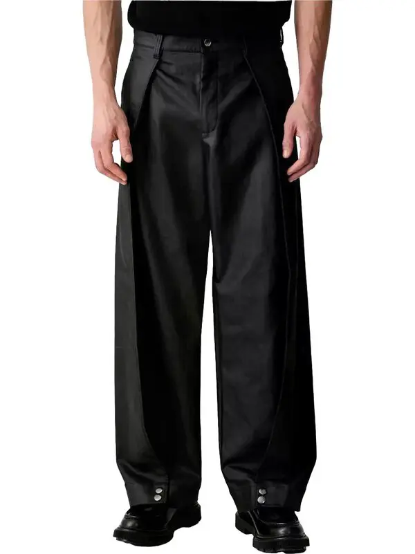 Rains Wide-leg Trousers With Press-stud Cuffs - Black