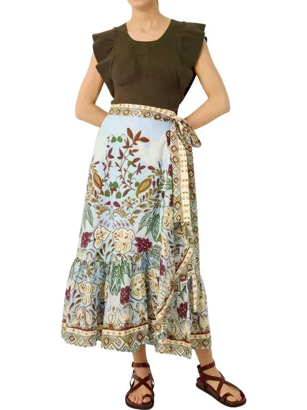 MARIE OLIVER Teresa Floral-print Wrap Midi Skirt - Blue