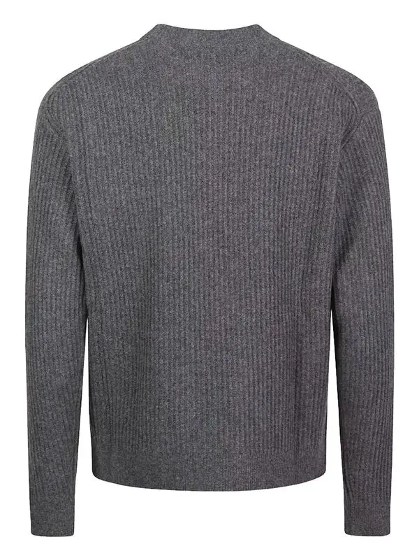 Maison Kitsuné Ribbed-knit Fox Head Sweater - Grey