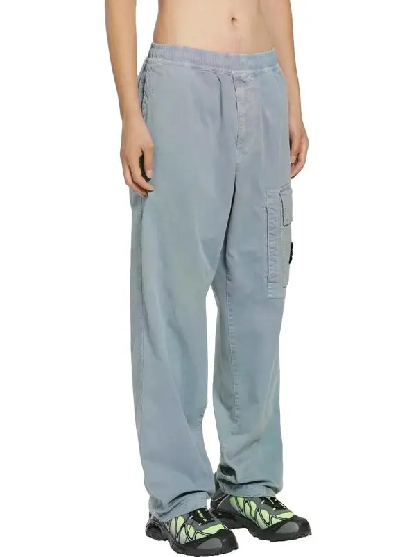 Stone Island 3100036 Stretch Organic Broken Twill Cotton Joggers With Old Effect - Blue