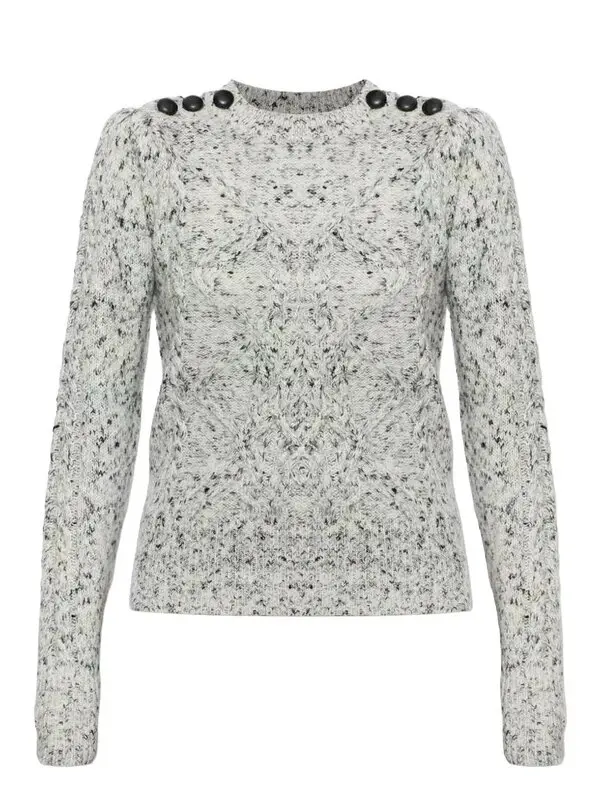 MARANT ETOILE Anastasia Button-embellished Cable Knit Sweater - Grey
