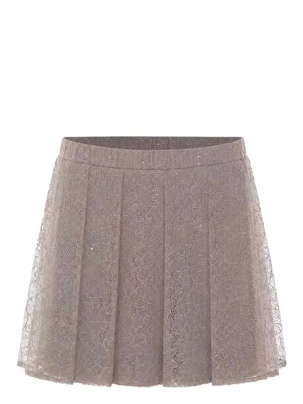 TWINSET Lace And Sequinned Mini Skirt - Neutrals