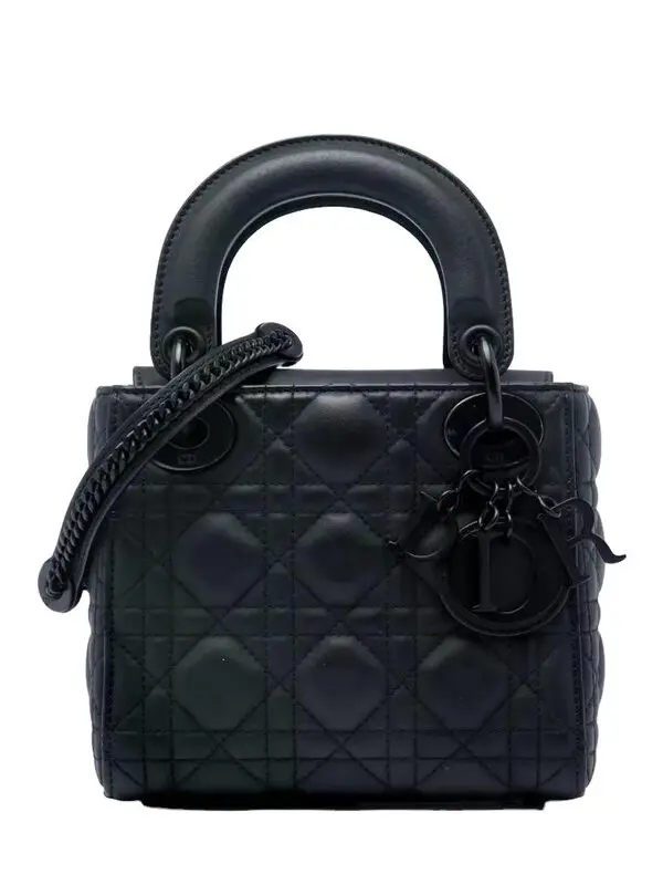 Dior Mini Ultra Matte Calfskin Cannage Lady Satchel - Black