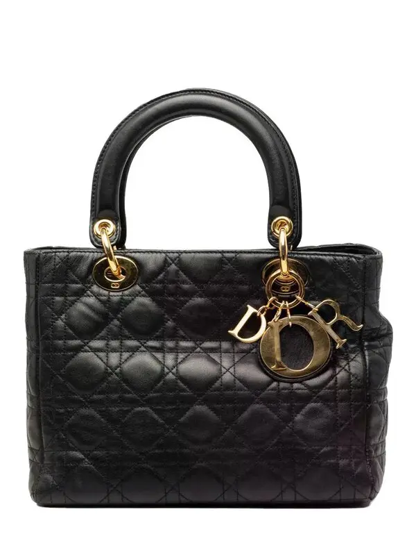 Dior 1997 Lambskin Cannage Lady Satchel - Black