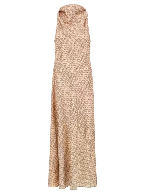 Herno Hanging Hook Print Silk Maxi Dress - Neutrals