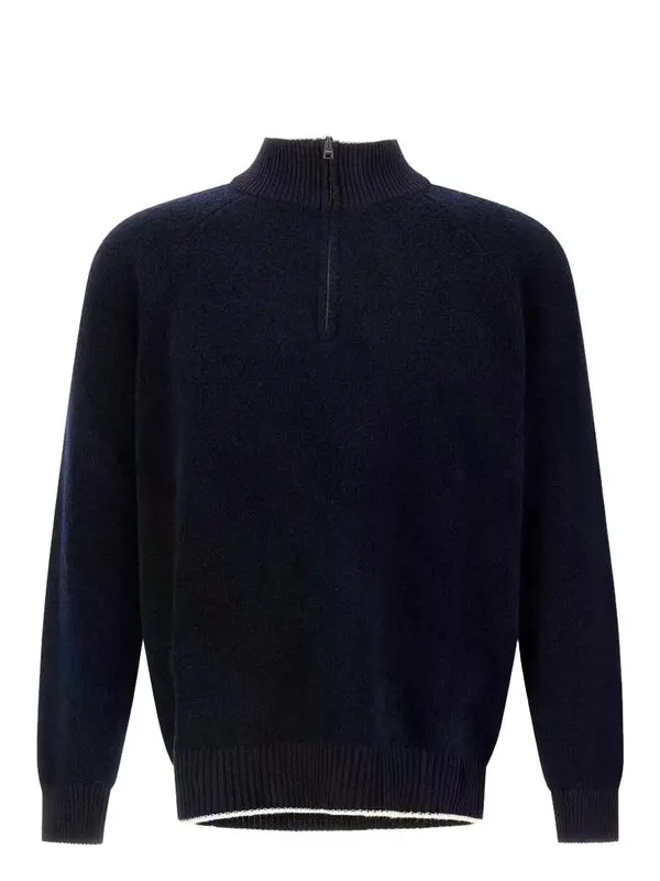 Herno Bouclé Half-zip Sweater - Blue