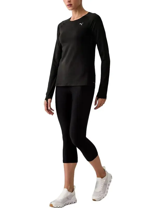 PUMA Run Cloudspun Logo-print Long Sleeve T-shirt - Black