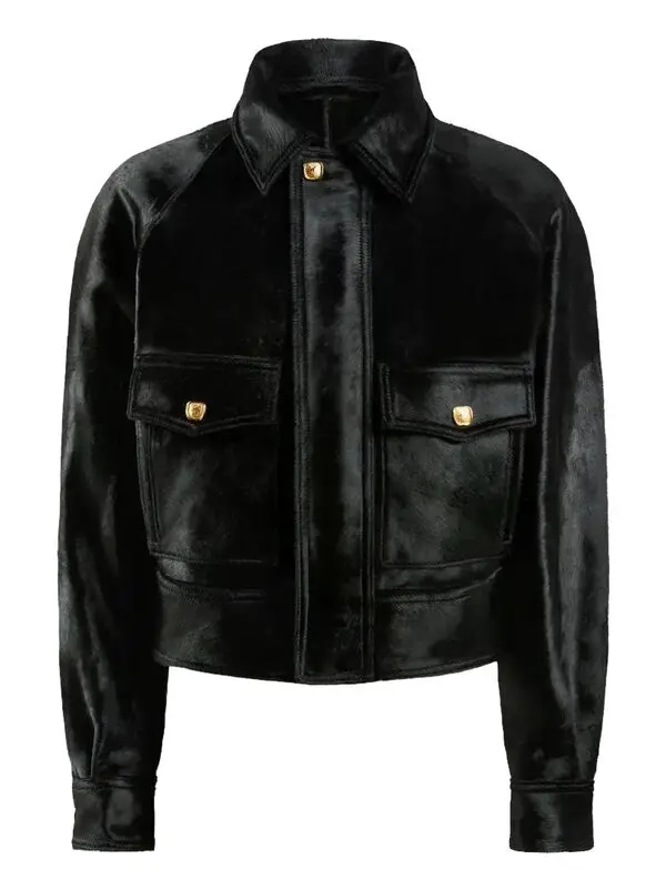 GIUSEPPE ZANOTTI Pony Hair Jacket With Gold-tone Details - Black