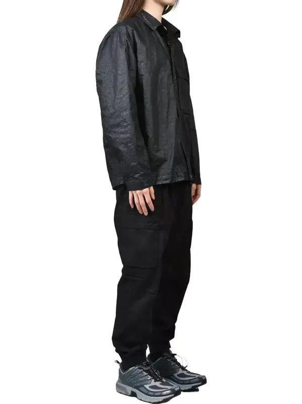 Stone Island Garment-dyed Snap-button Shirt - Black