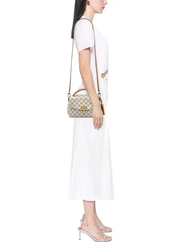 LOUIS VUITTON 2017 Damier Azur Croisette Satchel - White
