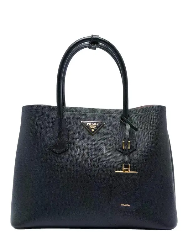 Prada Saffiano Cuir Double Satchel - Black