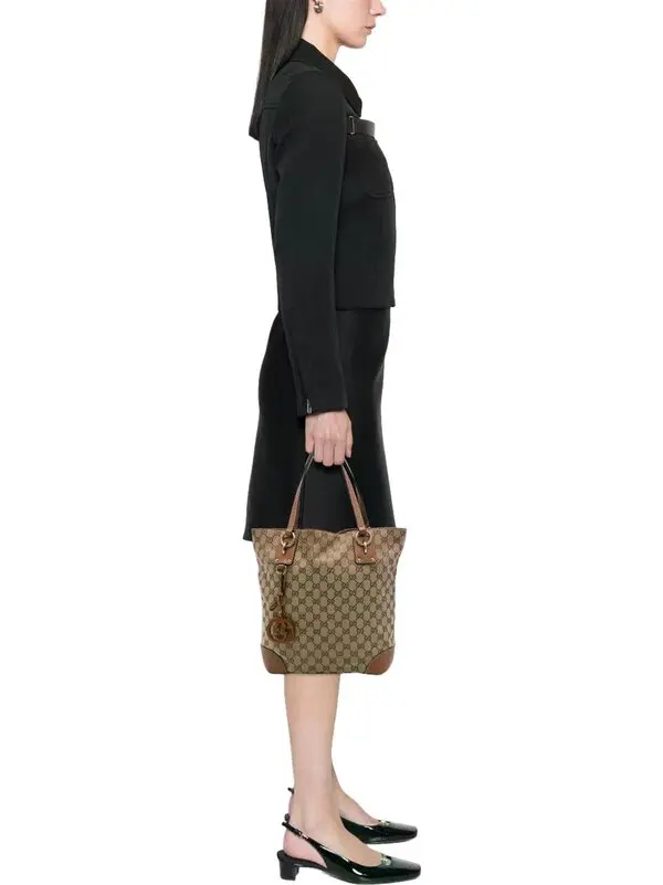 Gucci Gg Canvas Gg Charm Tote Bag - Neutrals
