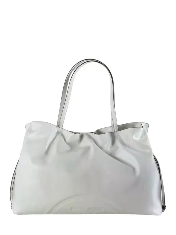 Tory Burch Logo-embossed Gathered Tote Bag - White