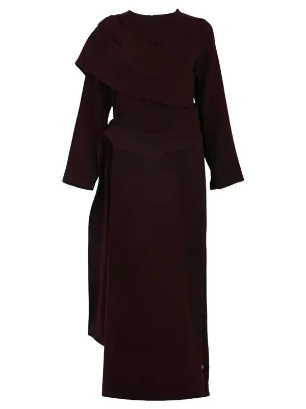 LOODYANA Pleated Wrap-around Maxi Dress - Red