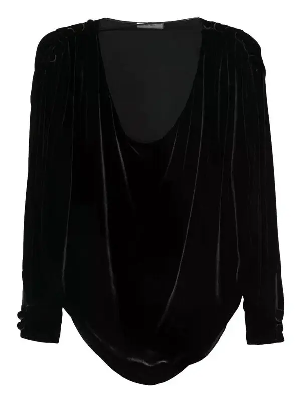 THE ROW Esteban Velvet Blouse - Black
