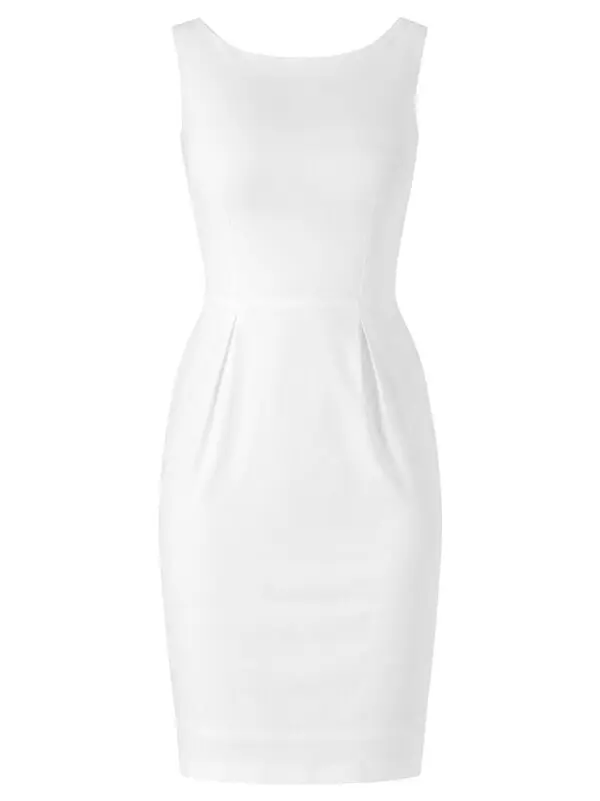 CONQUISTA Sleeveless Elastic Gabardine Dress - White