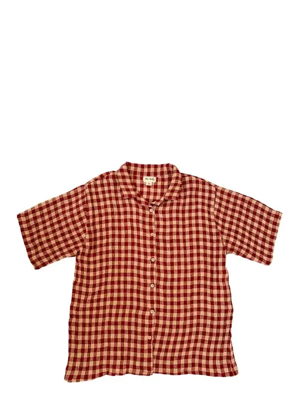 Pink Haley Vanessa Linen Gingham Shirt - Red