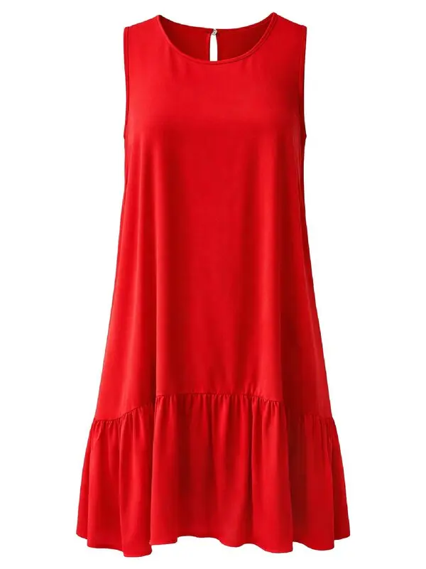 CONQUISTA Sleeveless Flounced Hem Dress - Red