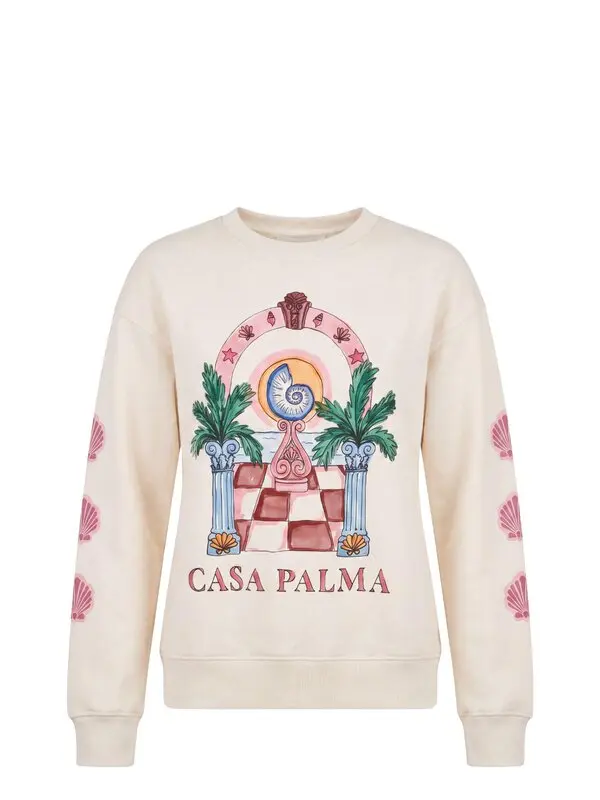 PALM COLLECTIVE La Terraza Fleece Sweater - White