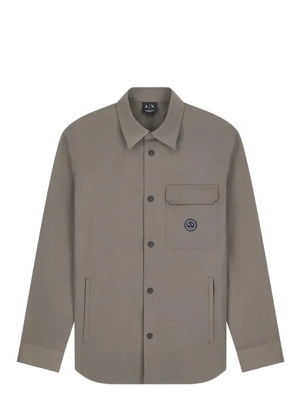 Armani Exchange Oversized Fit Shirt With Lining - Brown