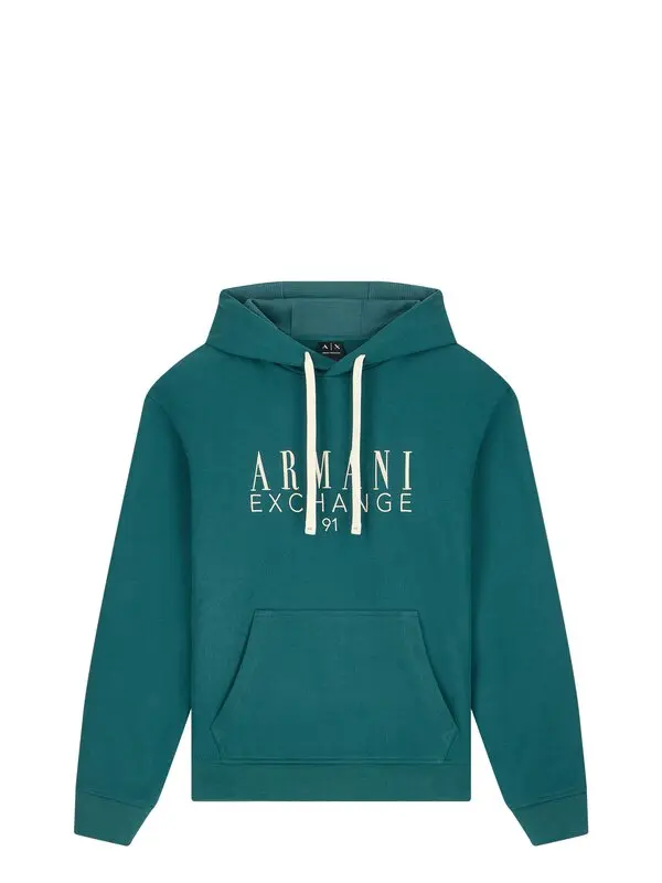 Armani Exchange Hooded Sweatshirt In Cotton French Terry - Green