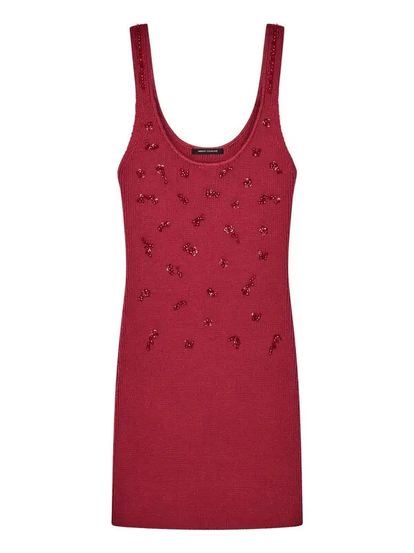 Armani Exchange Slim Fit Dress Knitted Viscose Blend - Red