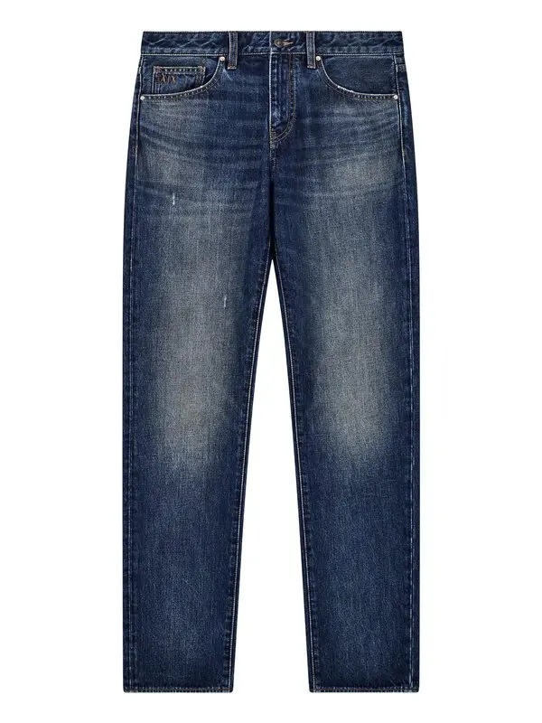 Armani Exchange Straight Fit 5 Pocket Cotton Denim Trousers - Blue