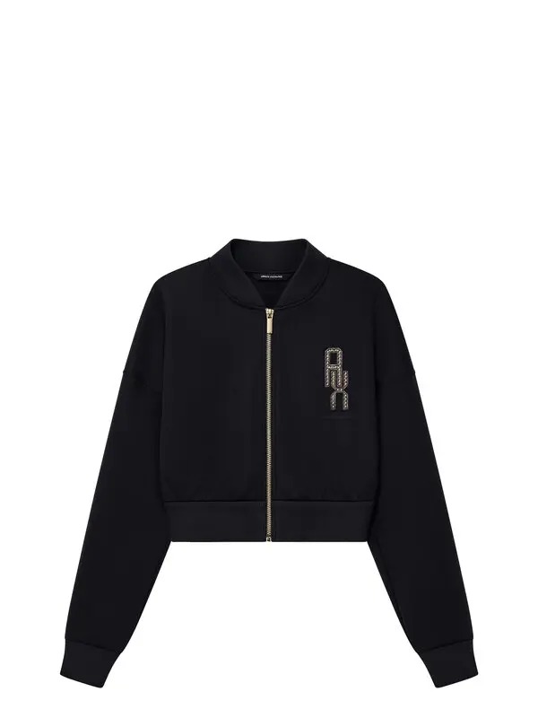 Armani Exchange Sweatshirt Slim With Stretch Scuba And Rib Details - Black