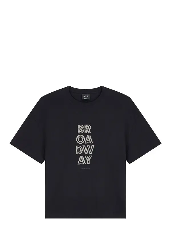 Armani Exchange Oversized Cotton Jersey T-shirt With Graphic Detail - Black
