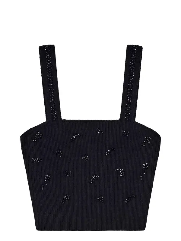 Armani Exchange Slim-fit Knit Top With Sequins - Black