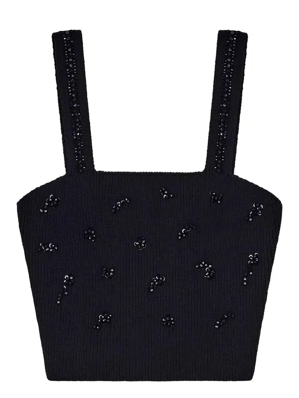 Armani Exchange Slim-fit Knit Top With Sequins - Black