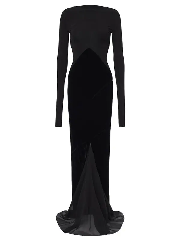 Rick Owens Combo Tulle-trimmed Gown - Black