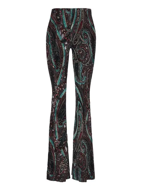 Etro Patch-appliqué Paisley Flared Pants - Multicoloured