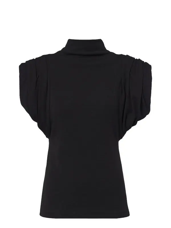 MUGLER High-neck Wool-blend Top With Shoulder Pads - Black