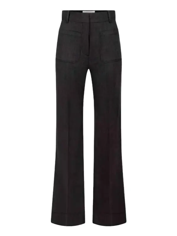 Victoria Beckham Patch-pocket Wide-leg Trousers - Grey