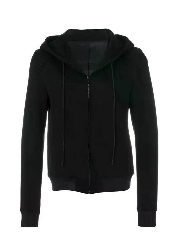 JUUN.J Logo Embroidered Zip-up Hoodie - Black